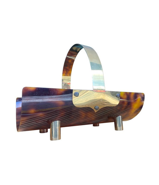 A very chic Italian 1970s faux tortoise shell and brass magazine rack ...