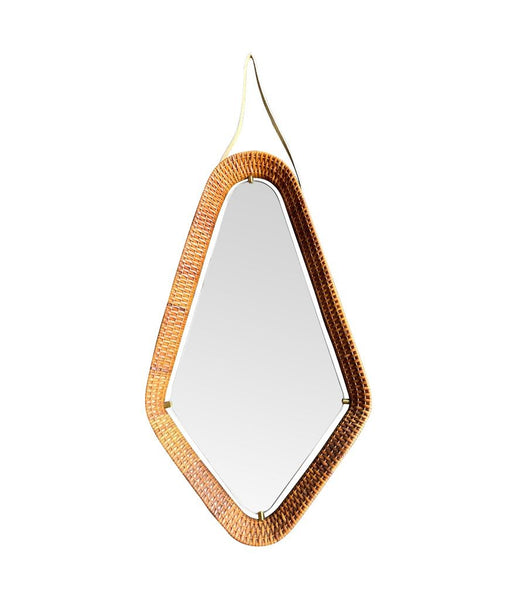 An unusual Italian 1950s diamond shaped, woven rattan and brass framed ...