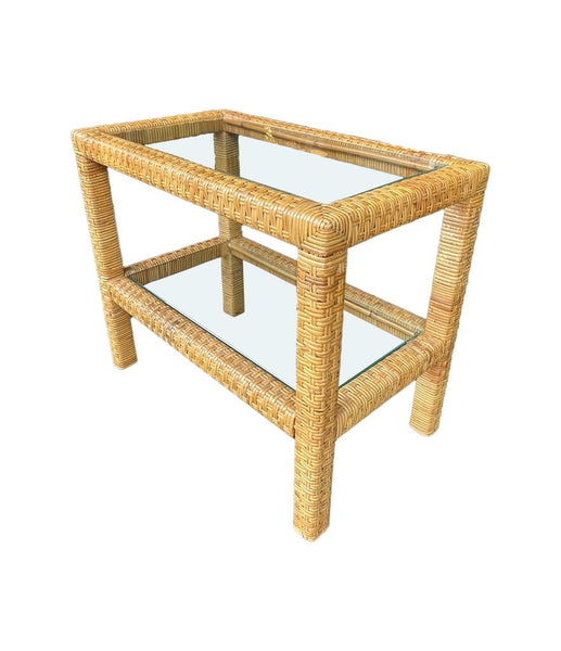 Mid Century Italian Woven Rattan Mirror with Matching Console Table ...