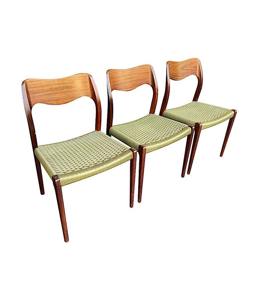 A set of 6 1950s Original "Moller 71" Chairs in Rosewood with Green ...