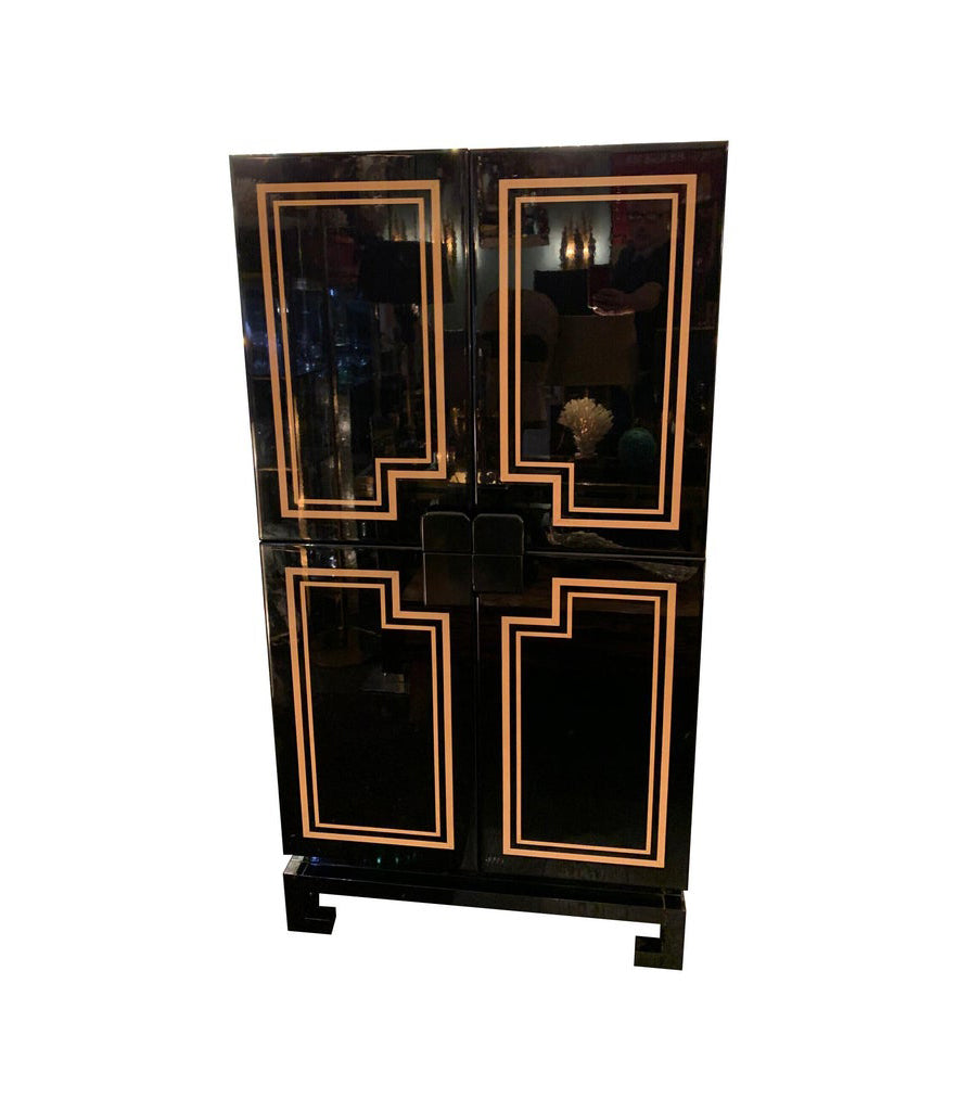 RARE 1970S BLACK LACQUER AND INLAY BAR CABINET BY PACO RABANNE – Ed Butcher